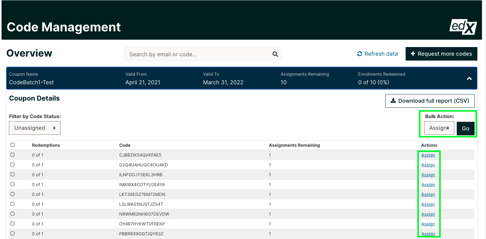 How do I assign a code? – edX For Business