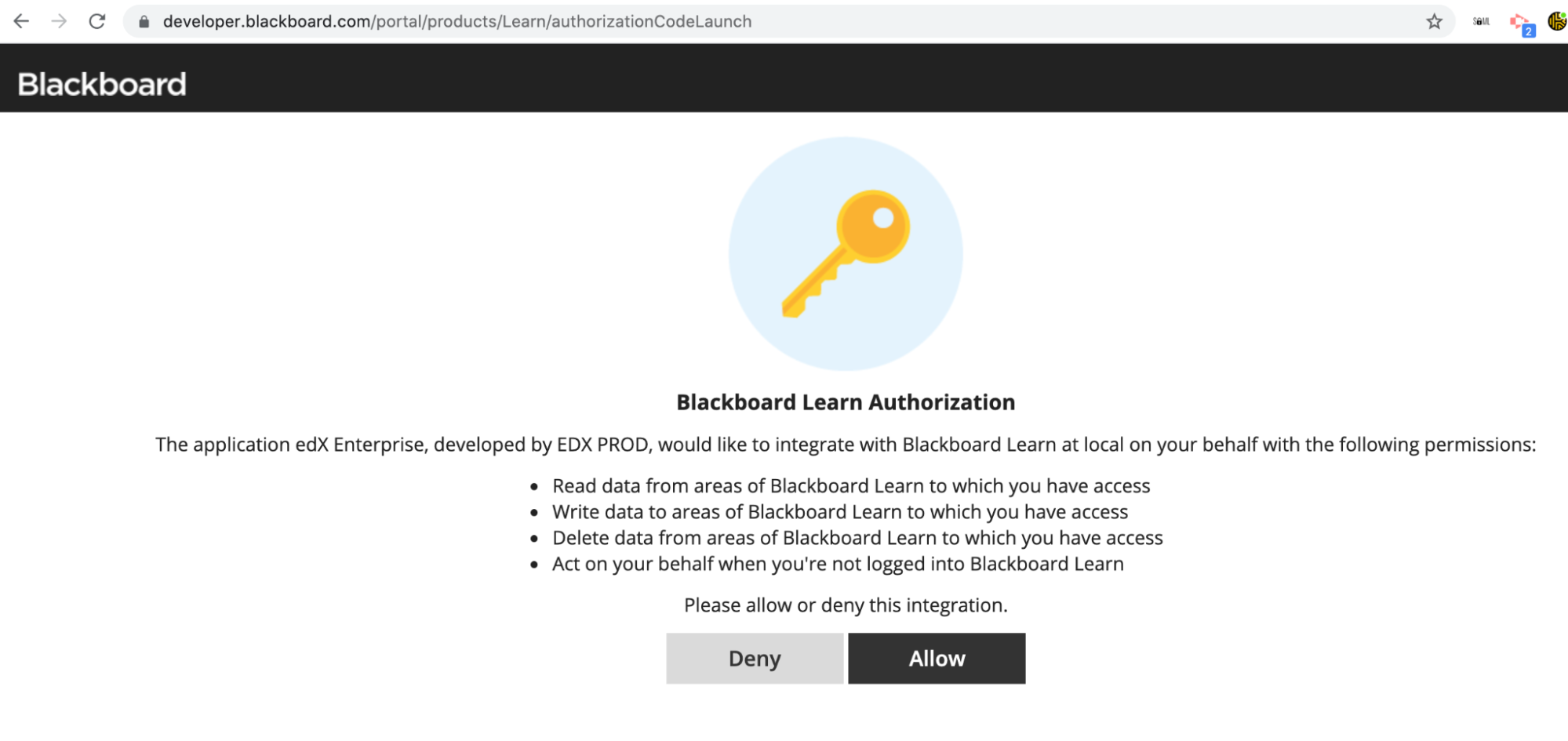 2.2: Autorizar a edX a usar la API de Blackboard – Centro de ayuda de ...