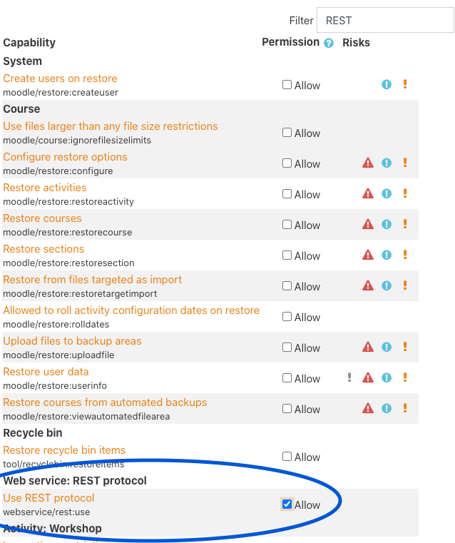 2.4 - Create a Moodle Role that enables all the permissions needed by ...