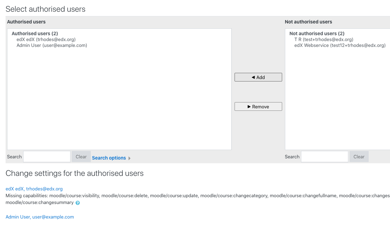 2.7 - Select a specific user (as the authorised user for the web ...